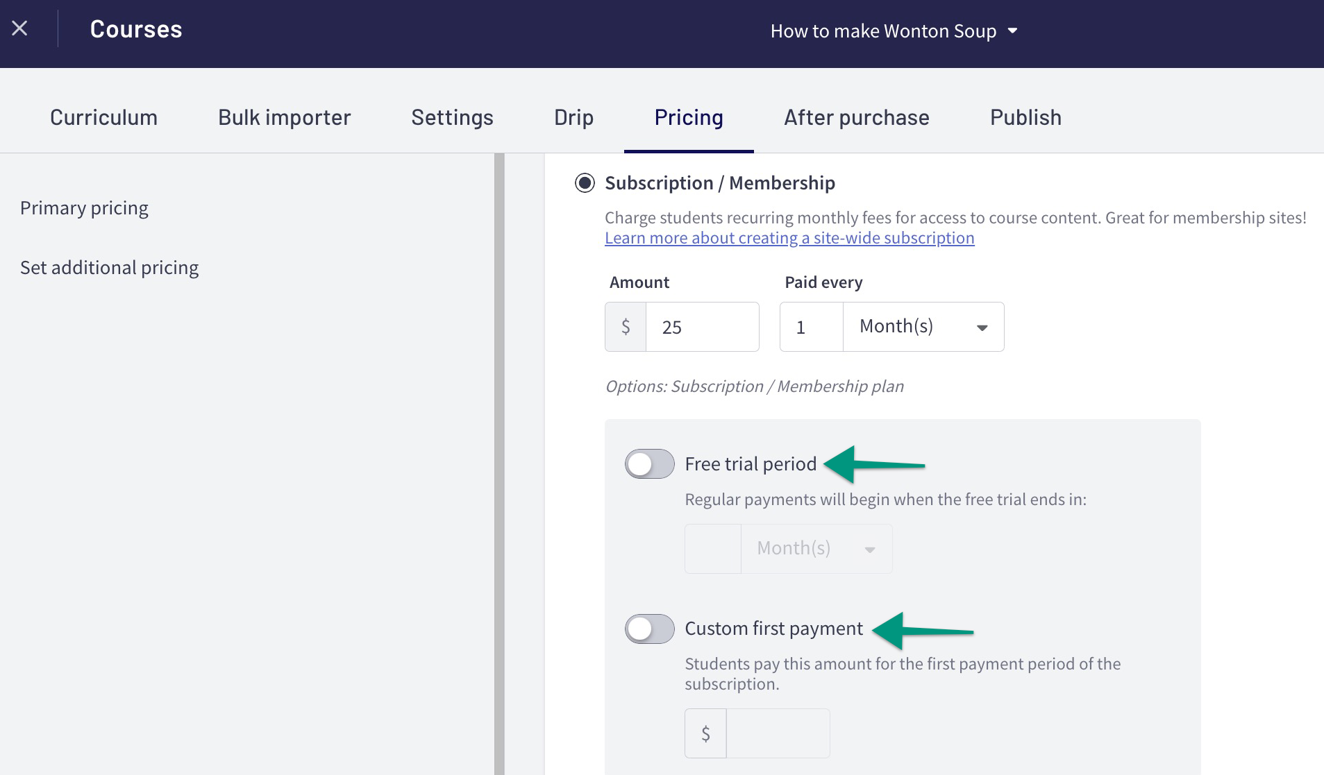 Create a Subscription Price for Your Product – Thinkific