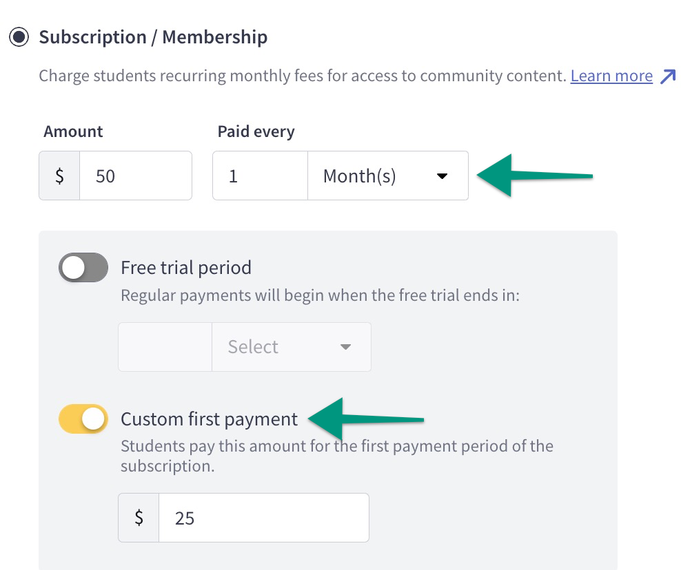 Create a Subscription Price for Your Product – Thinkific