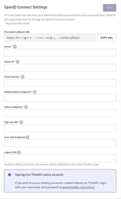 OpenID Connect SSO – Thinkific