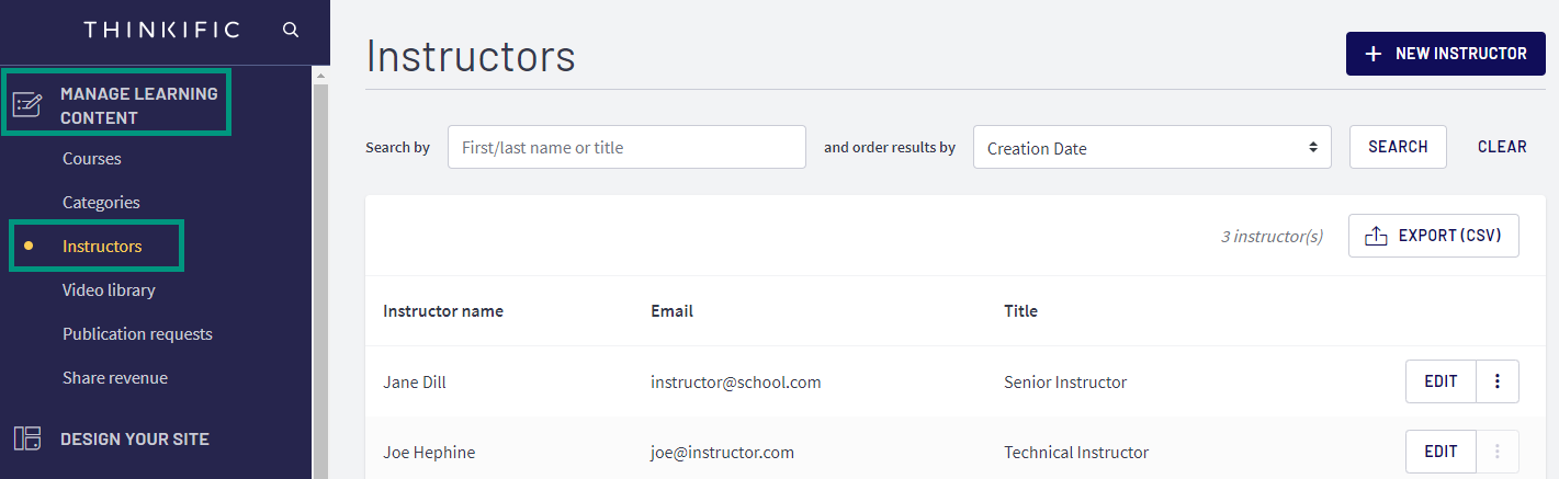 How to Manage Instructor Profiles – Thinkific