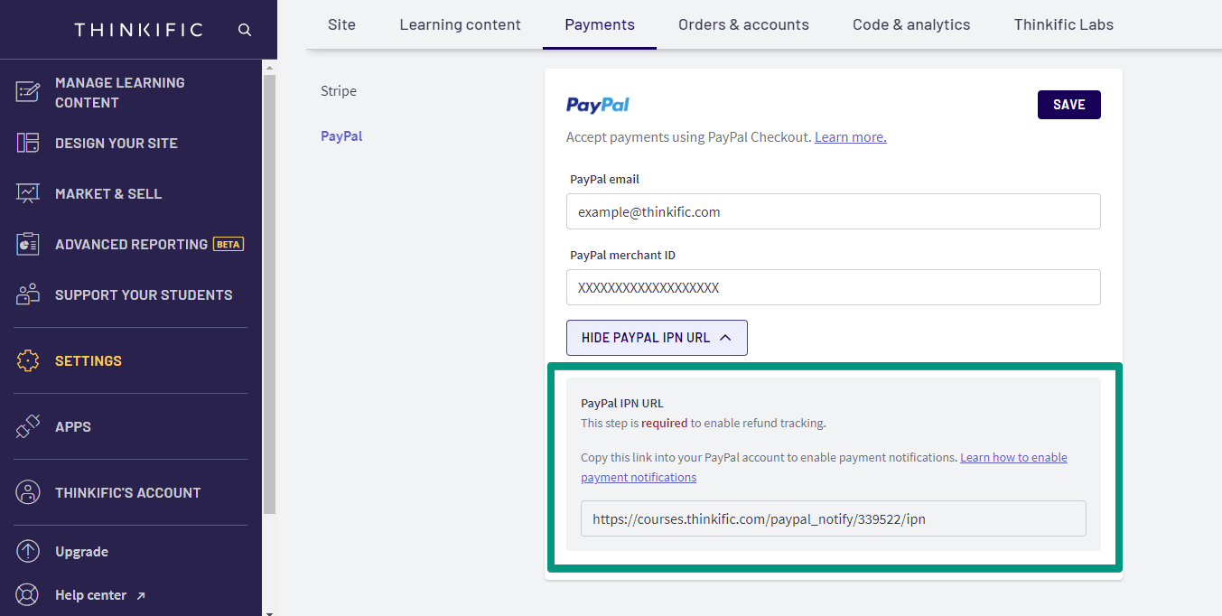 Accept Payments with PayPal – Thinkific