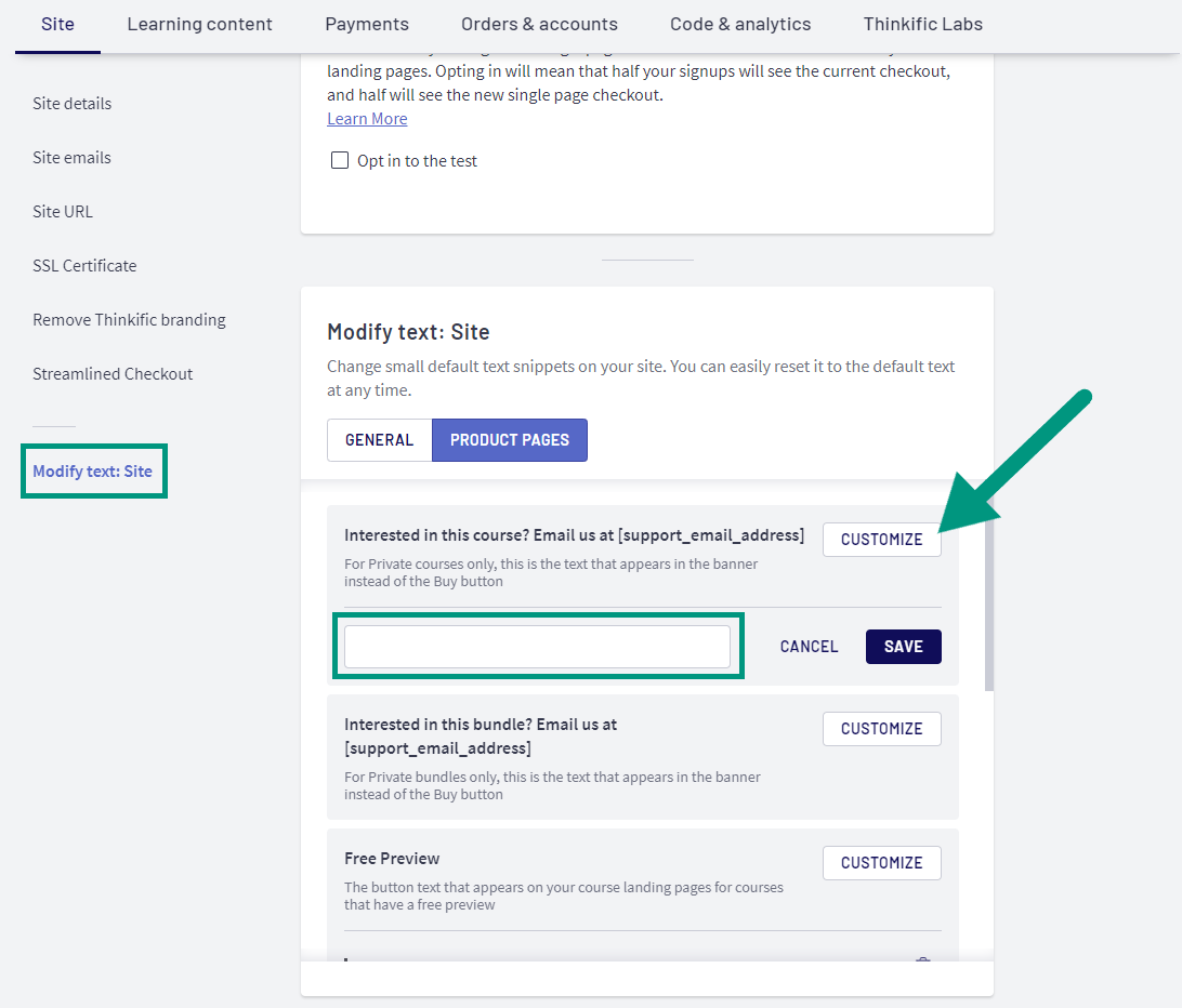 Site Settings – Thinkific