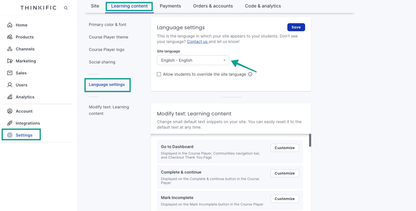 Change Site Language – Thinkific Change Site Language – Thinkific
