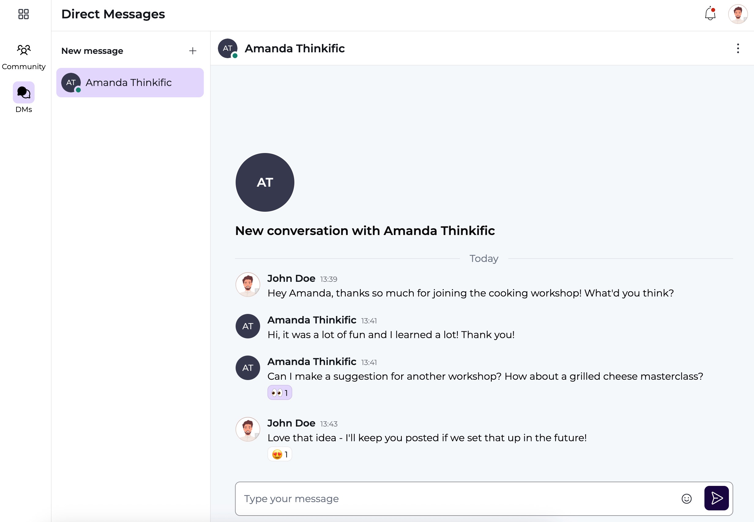 Communities: Direct Messaging – Thinkific