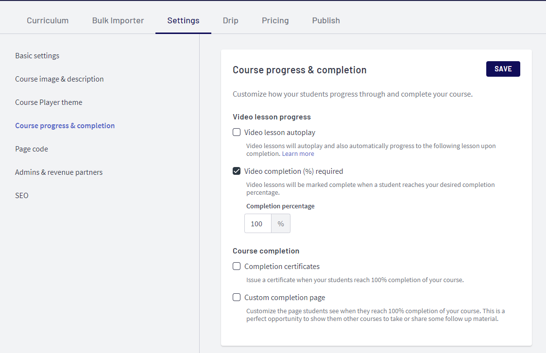 Video Completion Required - Progress Setting – Thinkific