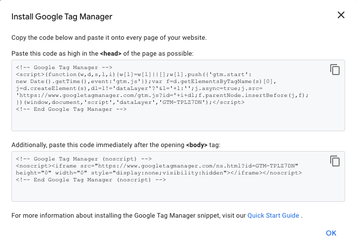 Installing Google Tag Manager – Thinkific