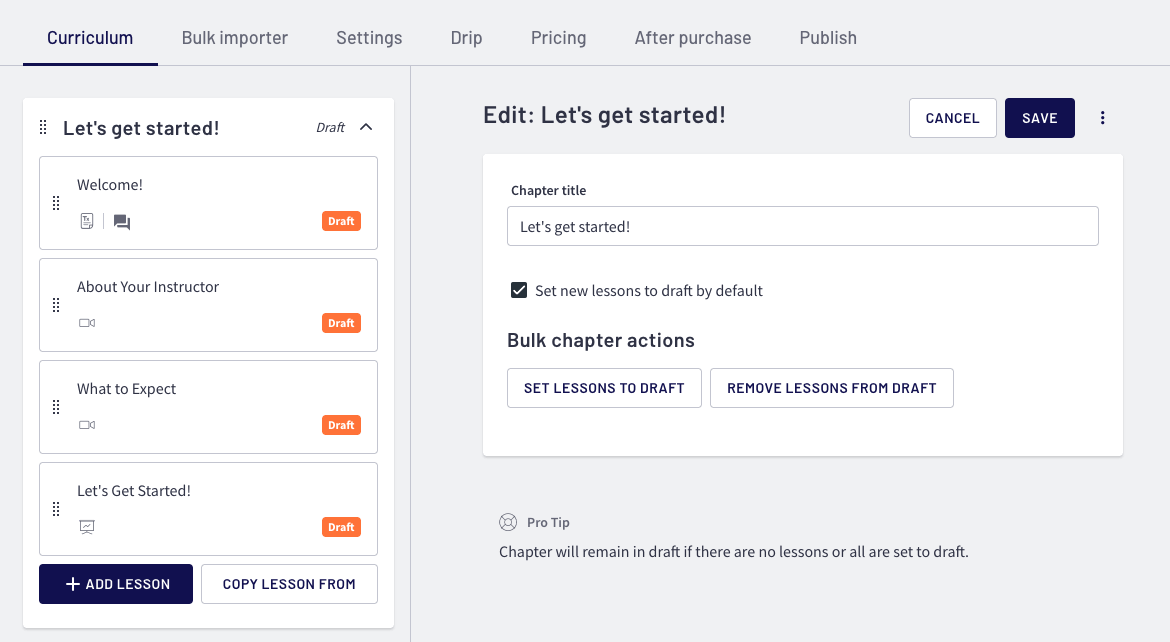 Creating Draft Content for Your Course – Thinkific