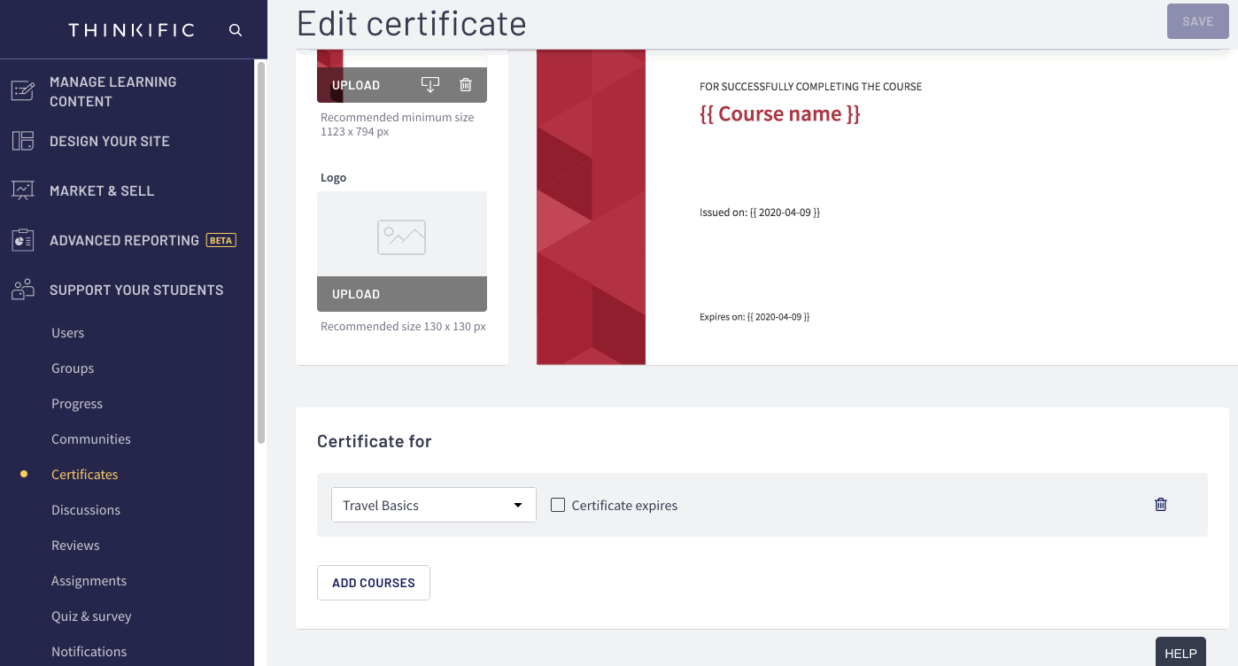 How to Assign a Certificate to a Course – Thinkific