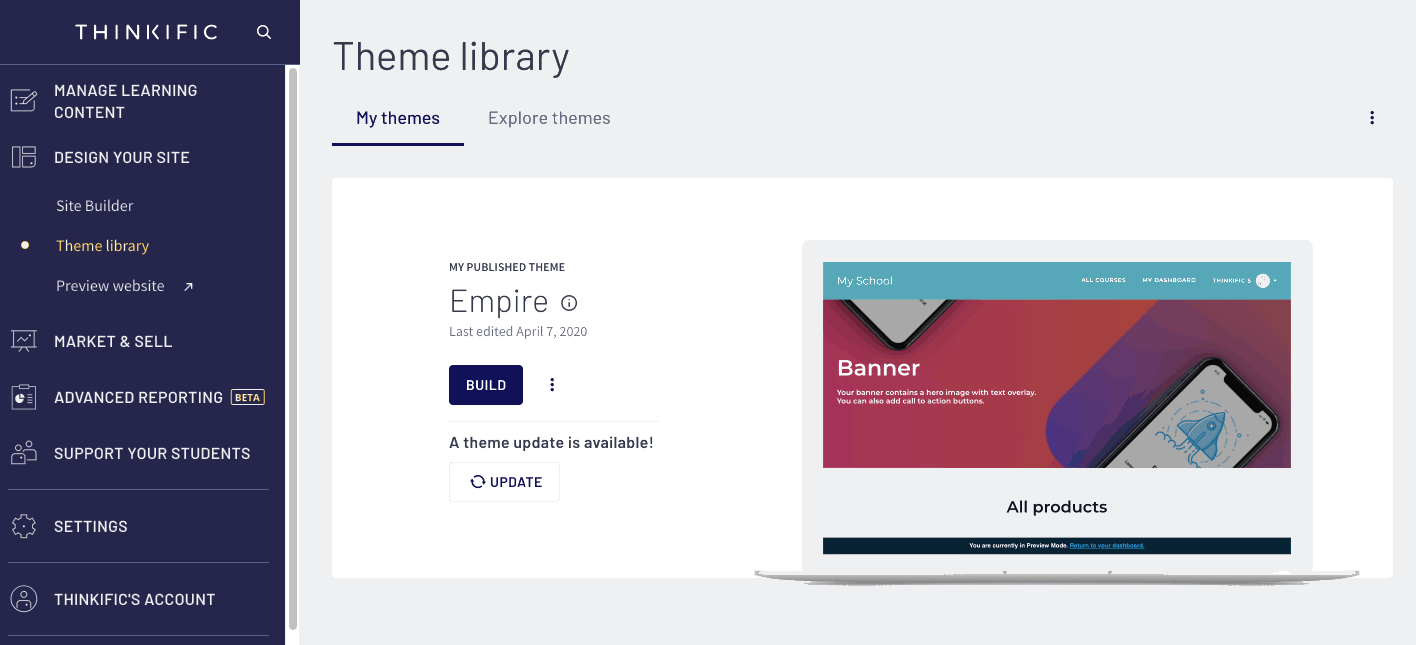 How to Update Your Theme Version – Thinkific