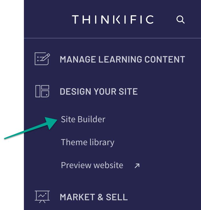 Site Builder Navigation – Thinkific