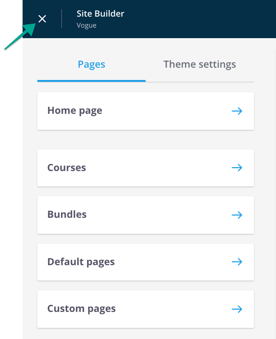 Site Builder Navigation – Thinkific