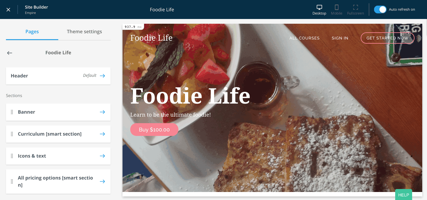 Site Builder Navigation – Thinkific