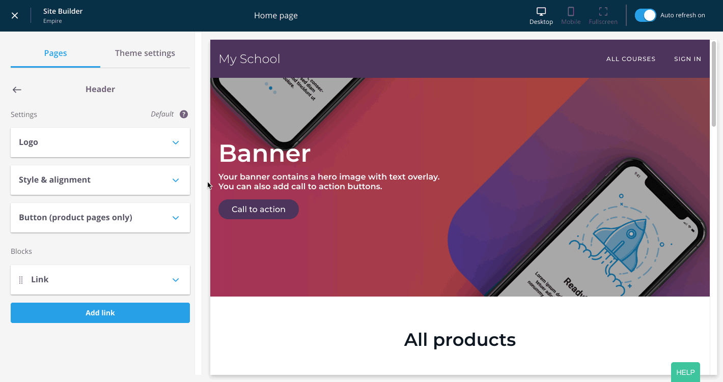 Customize Your Site Header – Thinkific