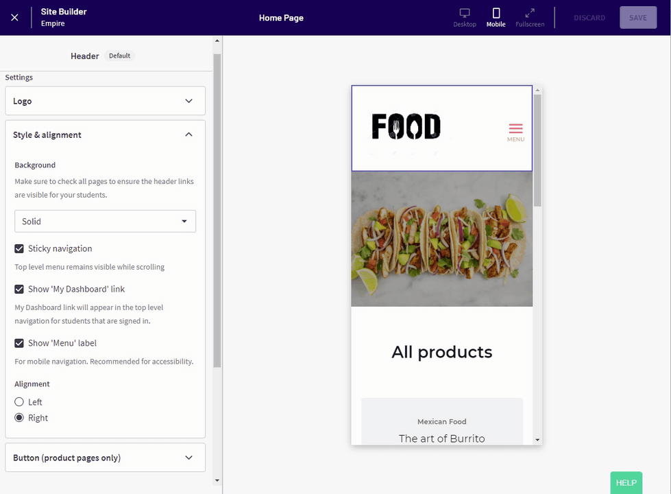 Customize Your Site Header – Thinkific