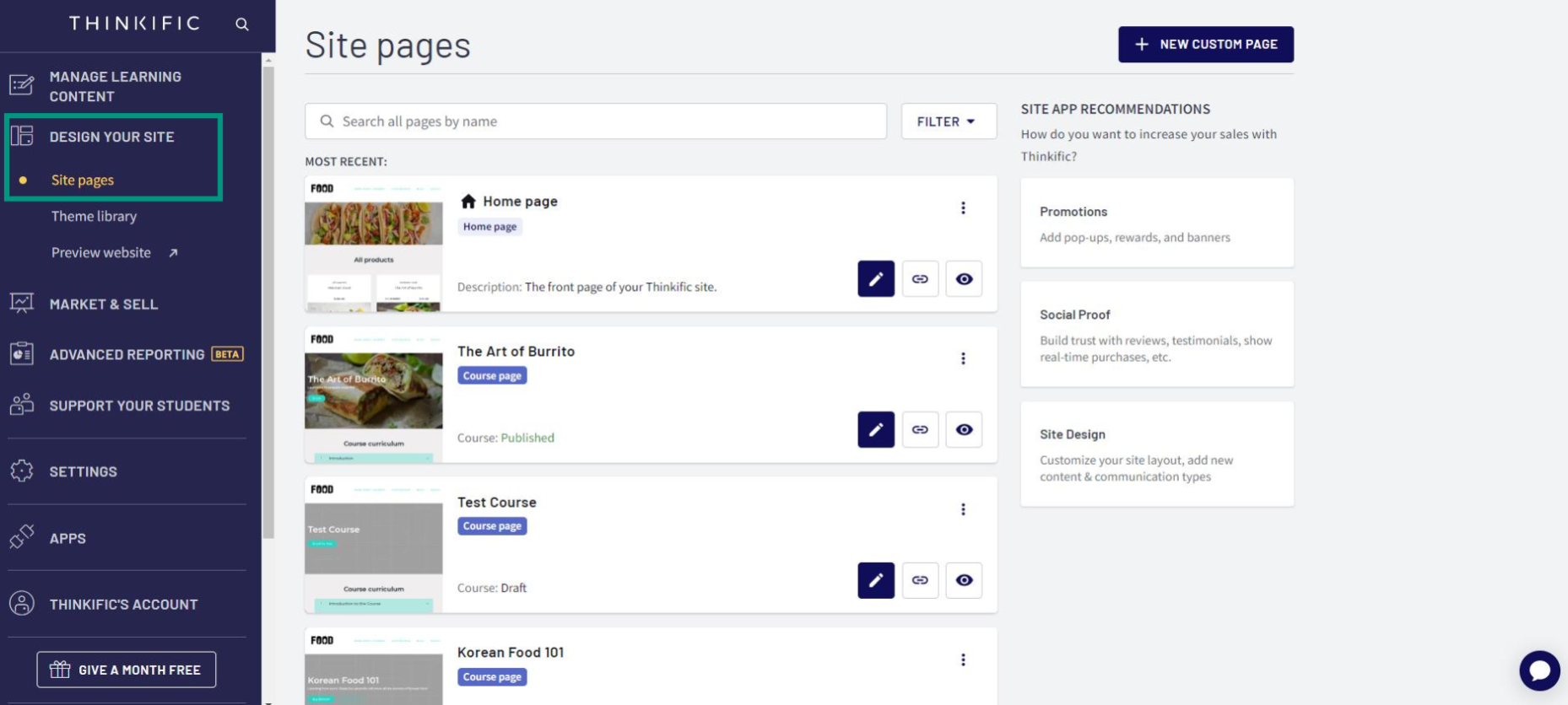 Access Your Site and General Navigation – Thinkific