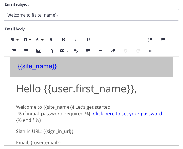 Site Welcome Email – Thinkific